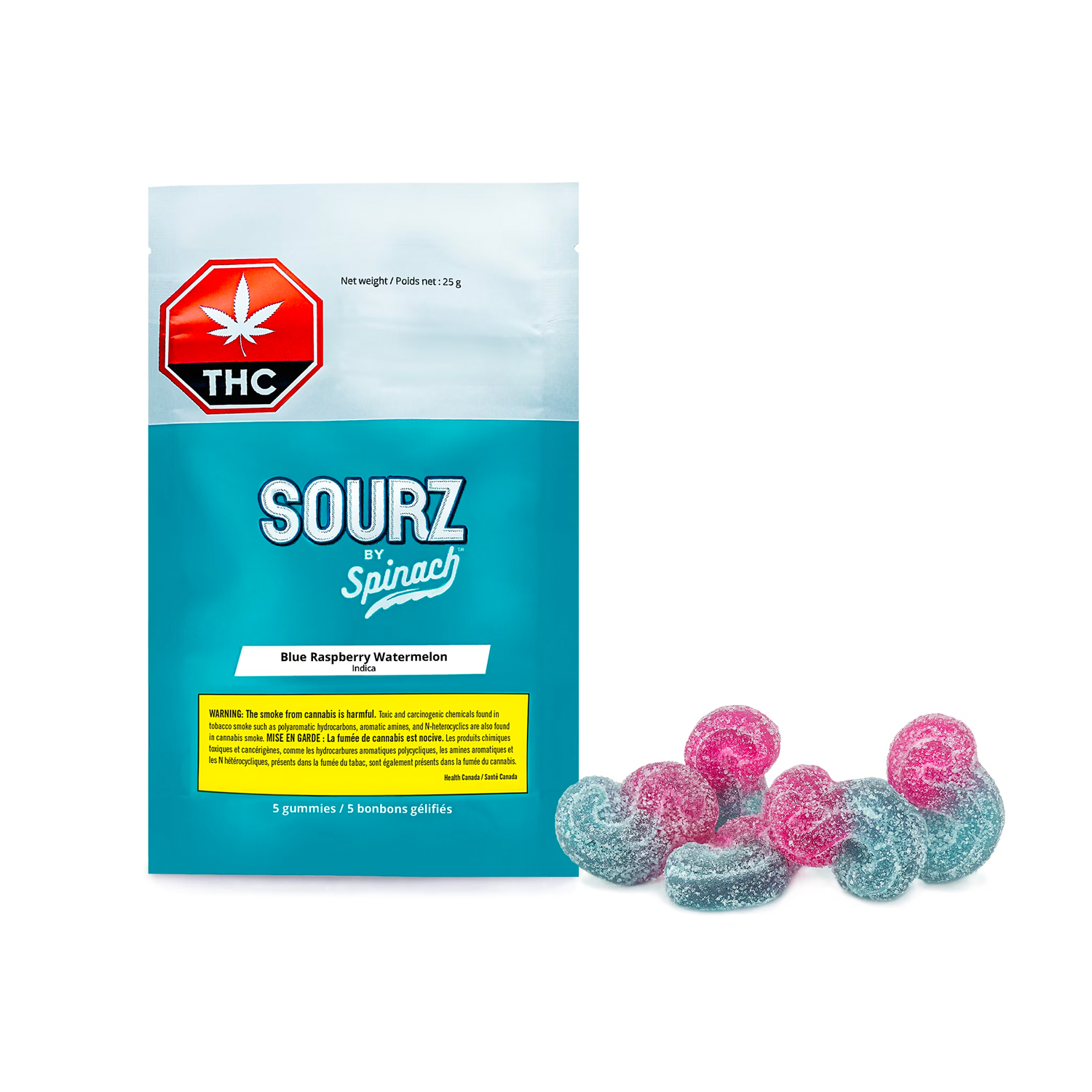 SOURZ by Spinach Blue Raspberry Watermelon – Indica Gummies